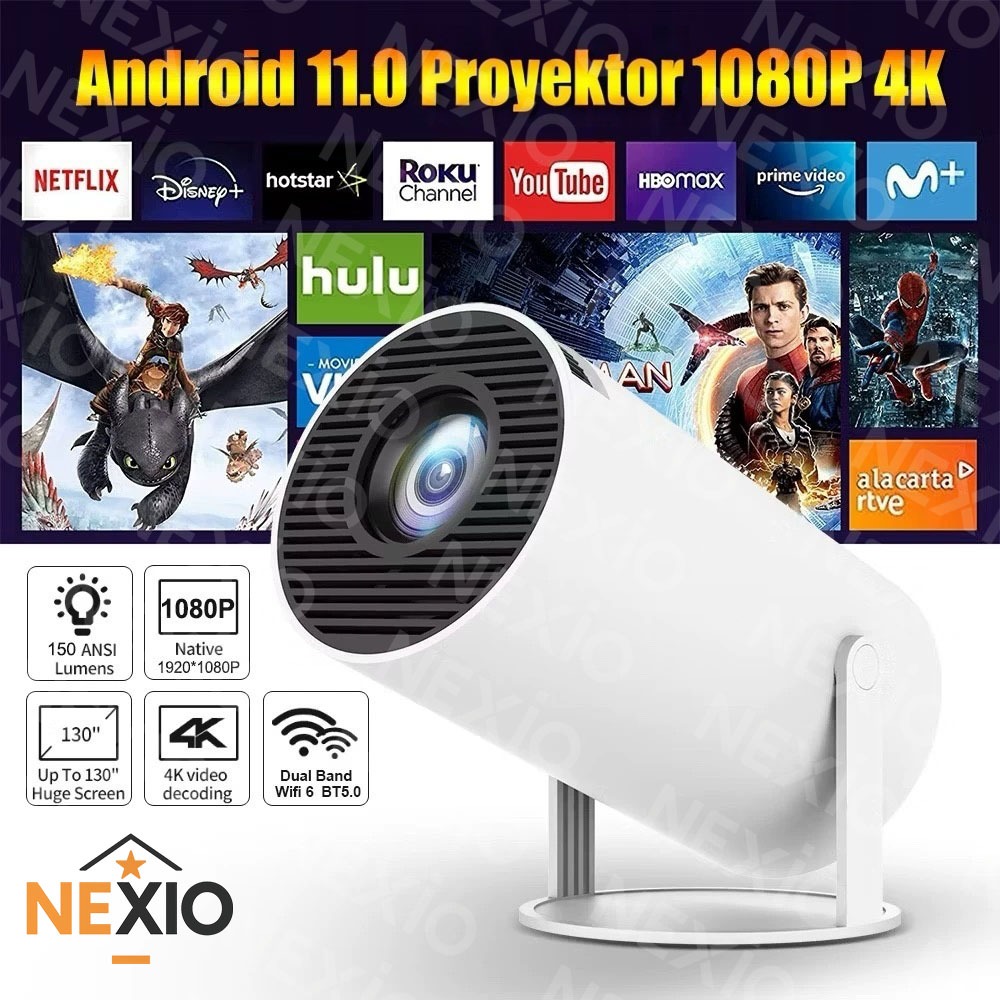 Jual [Android] NEXIO HY300PRO Smart Proyektor Mini Android 4K Full HD ...