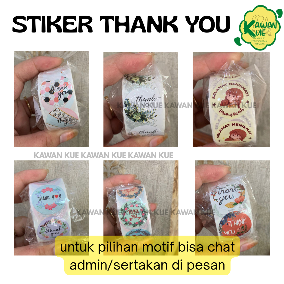 Jual Stiker Tempel Thank You Bulat 1 Roll 500 pc / Stiker Ucapan ...