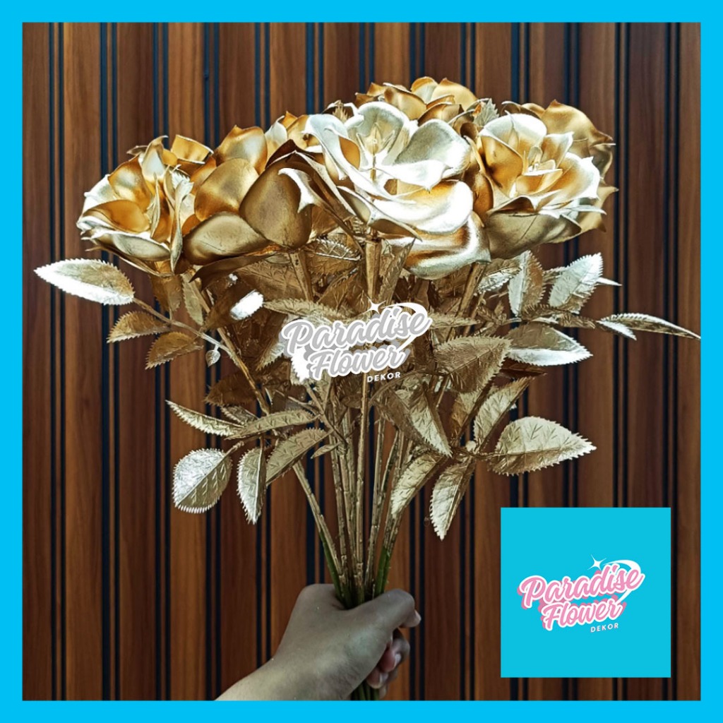 Jual Artificial Gold Rose Bunga Mawar Emas Premium Bunga Rose Eid ...