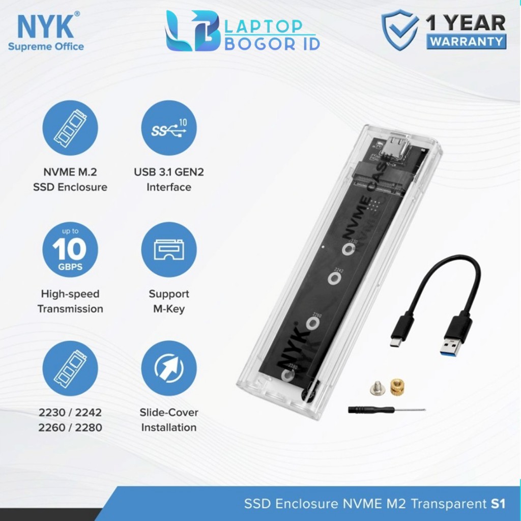 Jual Casing SSD M2 NVME Transparant Enclosure NYK S1 / NVME Enclosure ...