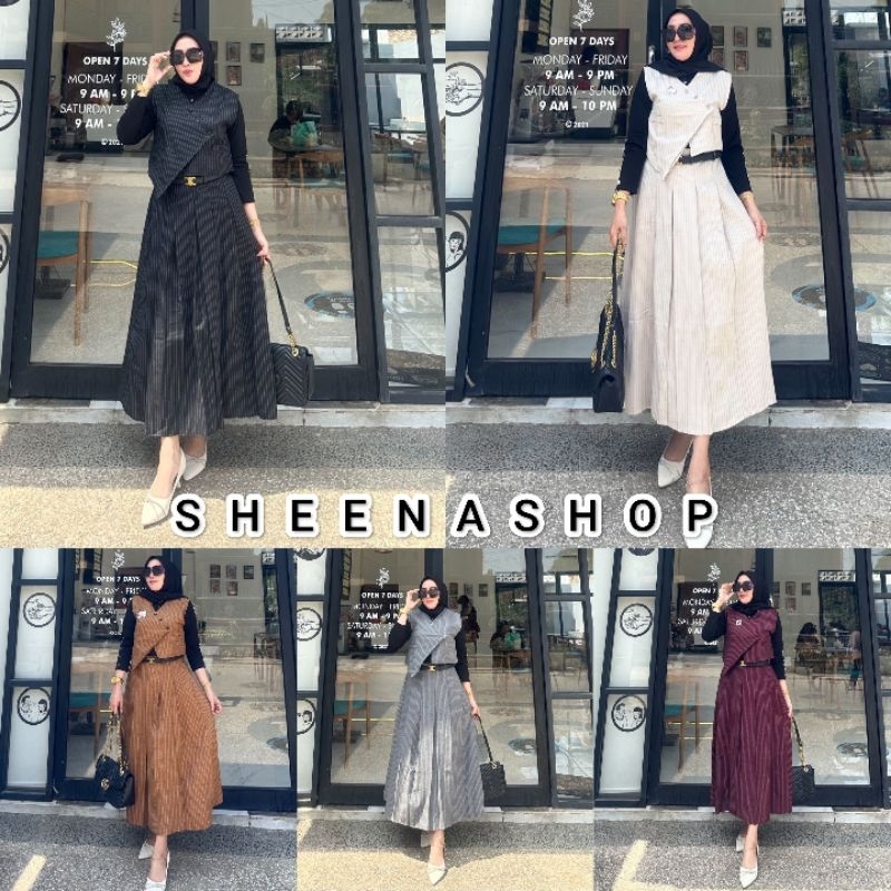 Jual SH - Zira x Mells One Set Vintage - Set Vest Rok Mayung Oneset ...