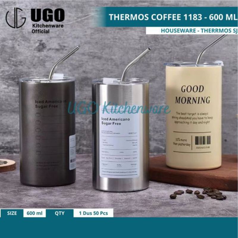 Jual TERMOS COFFEE GOOD MORNING TUMBLR STAINLESS STEEL SUS 304 600ML ...