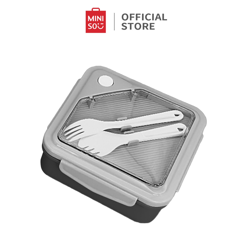 Jual Miniso X Gaya Jepang Kotak Makan Bento 2 Grid 1100mL Lunch Box Degan Garpu dan Sendok ...