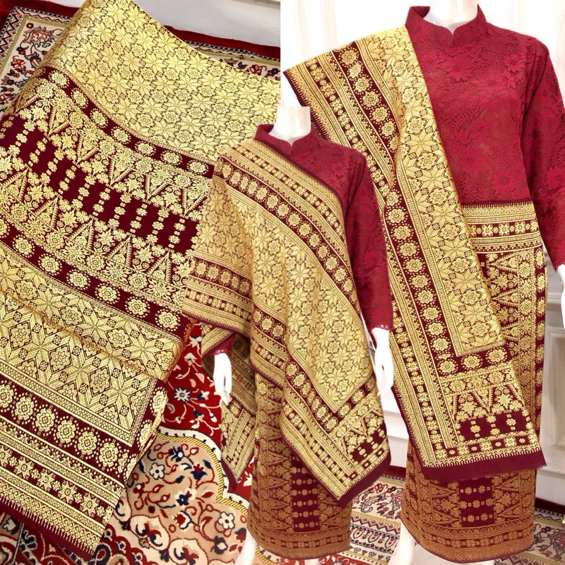 Jual EXCLUSIVE SONGKET BERLIAN PADAT BENANG EMAS MOTIF TERBARU/ FULL ...