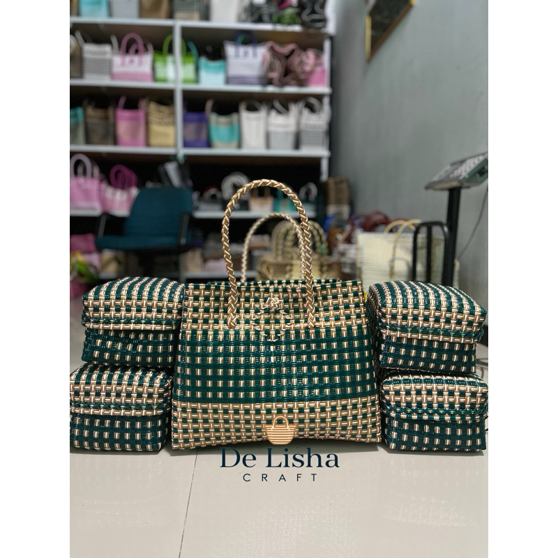 Jual SET keben isi 4 sudah include besek bambu/ warna emerald | Shopee ...