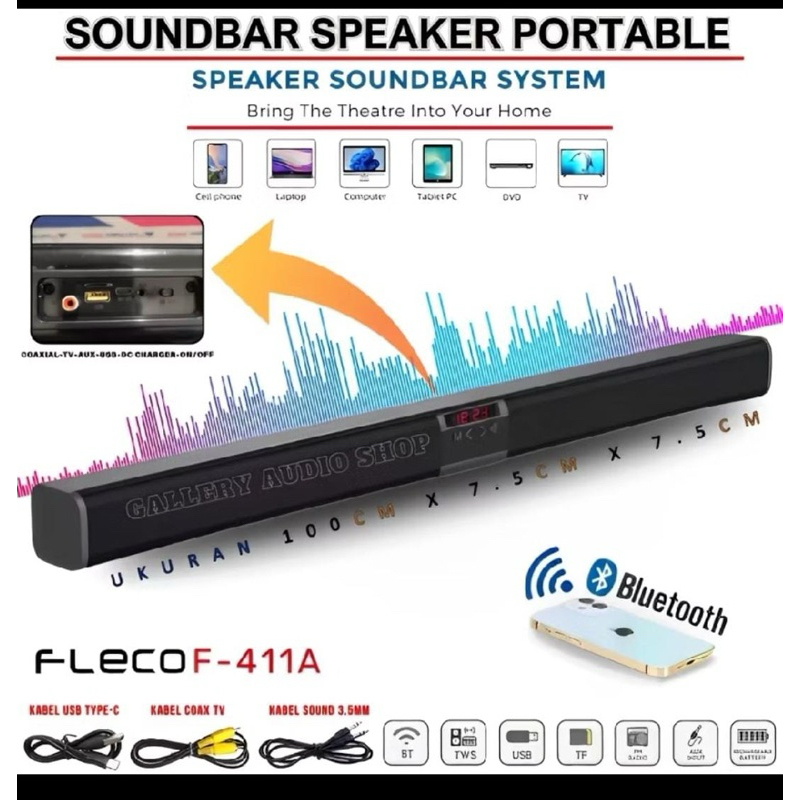 Jual Speaker Bluetooth FLECO F-411A Full Bass Panjang 1 Meter | Speaker ...