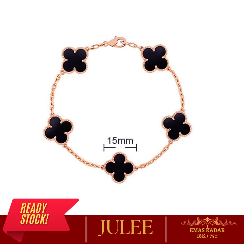 Jual JULEE 【18K/750 Emas】Gelang Emas 18K Bentuk Daun Semanggi dari Van ...