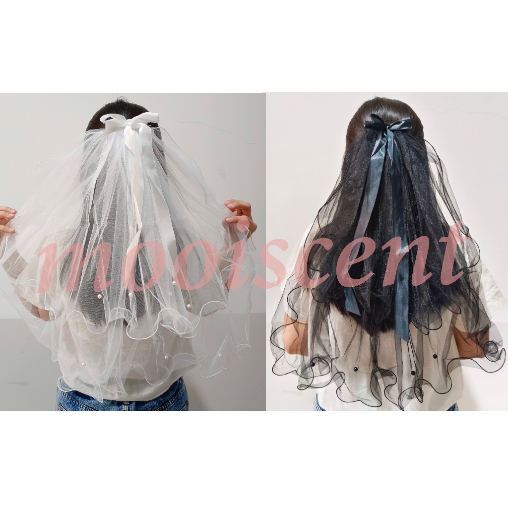 Jual Veil / Kerudung Bride to be / Bridal Shower Putih / Hitam Mutiara ...