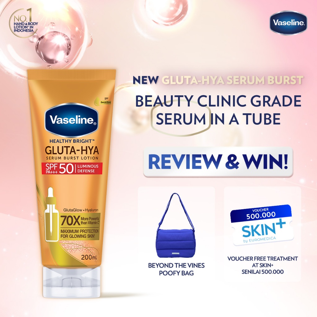 Jual Vaseline Gluta-Hya Serum Burst Sunscreen SPF 50 PA+++ 200ml - Body ...