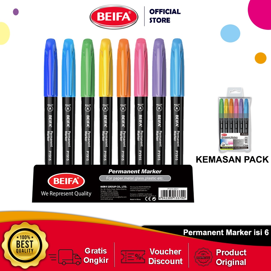 Jual Beifa Spidol Permanen 2.0mm – Permanent Marker Warna Cerah, Tahan ...