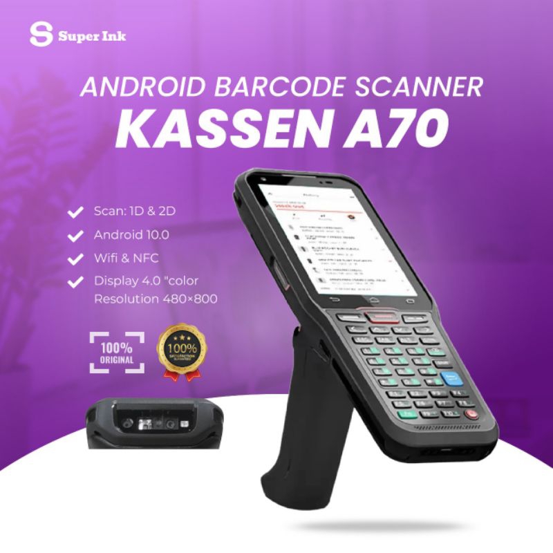 Jual Kassen A70 Mobile Scanner Barcode 1D 2D Handheld Portable Data Android NFC Keypad by ...