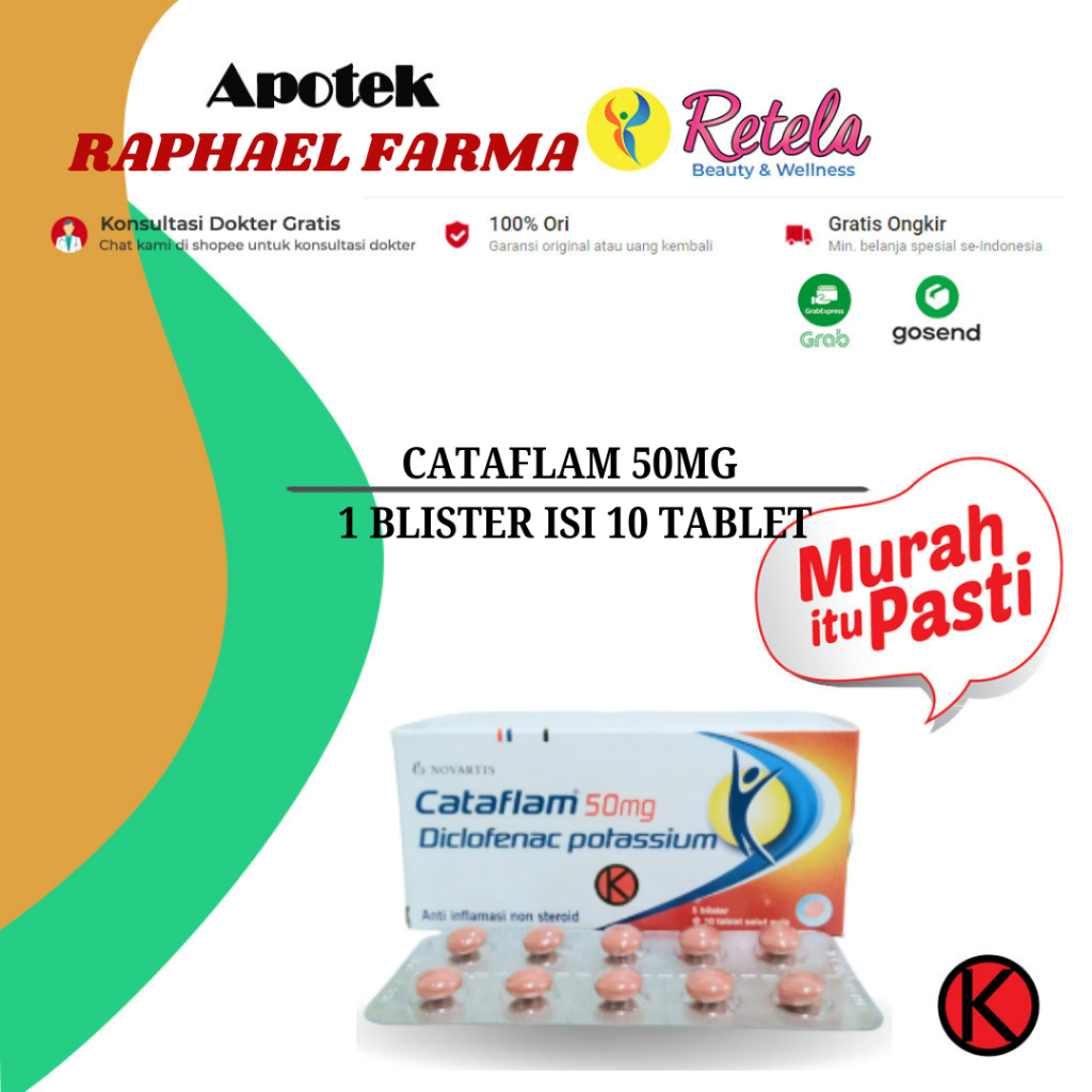 Jual CATAFLAM 50MG 1 BLISTER ISI 10 TABLET | Shopee Indonesia