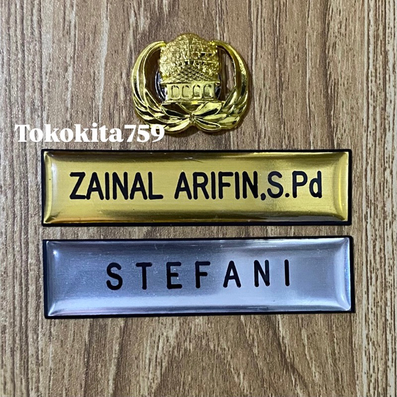 Jual Papan Nama Dada Magnet Grafir Gravoply Coating Resin + Pin Korpri ...
