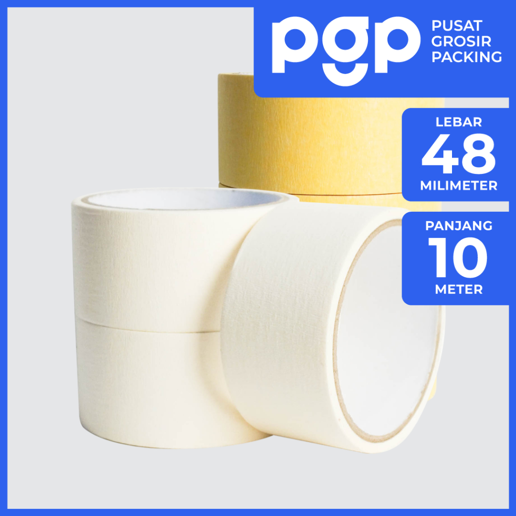 Jual Lakban Kertas / Masking Tape Cream / Kuning 48mm x 10 Meter | 1 ...