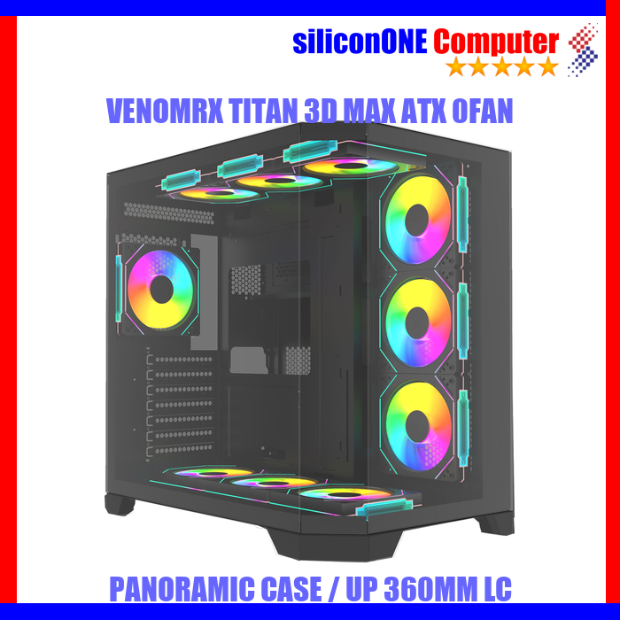 Jual VenomRX Titan 3D MAX Black ATX 0FAN PC Casing Gaming | Shopee ...