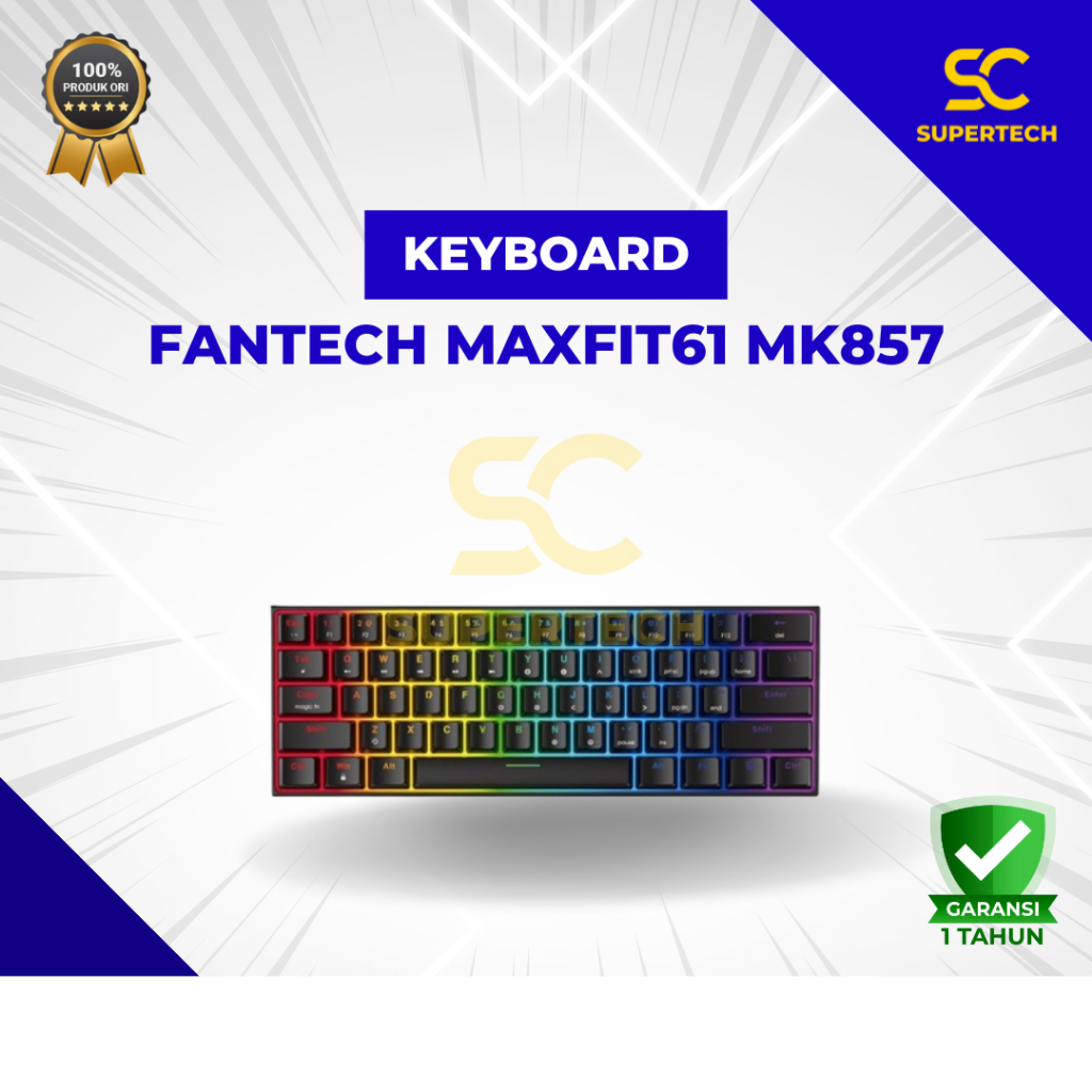 Jual Fantech MAXFIT61 MK857 60% Keyboard Gaming Mechanical Black (Blue ...
