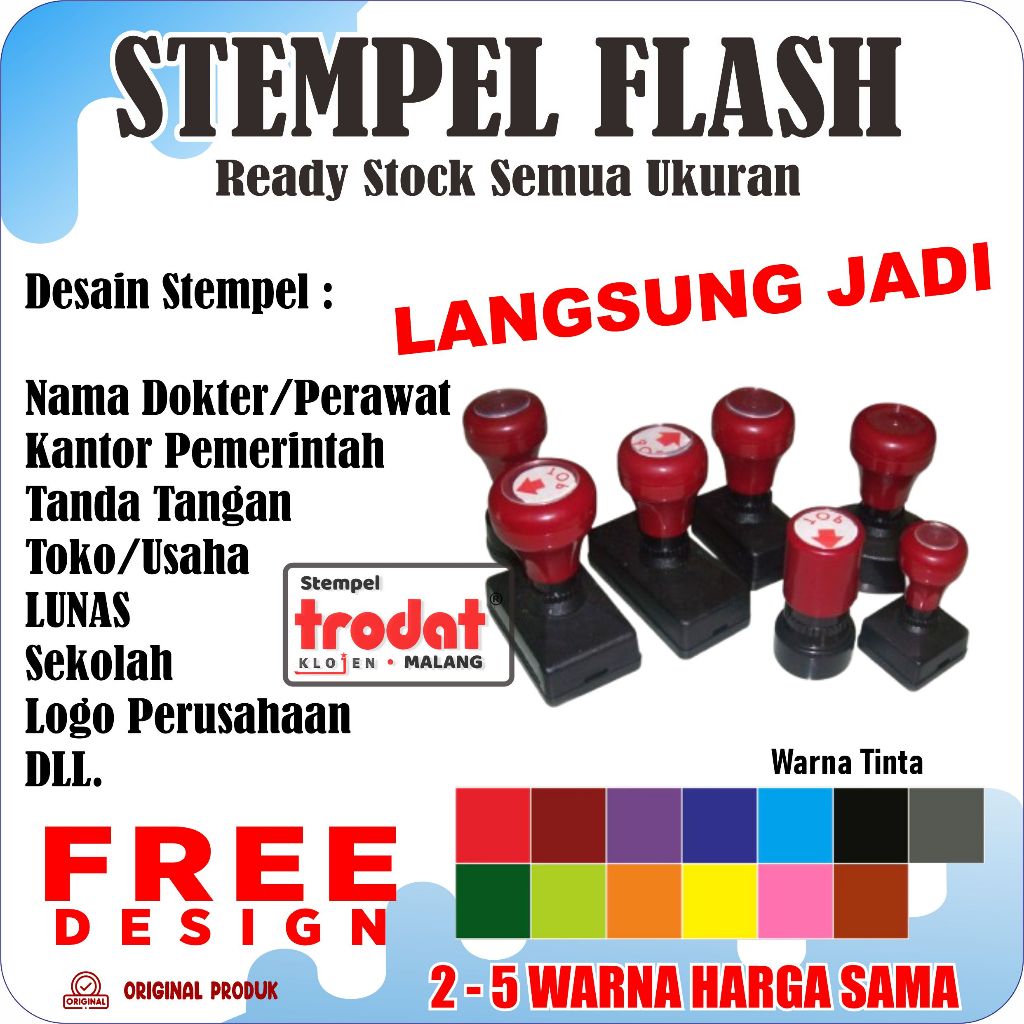 Jual Stempel Flash Otomatis FREE-DESAIN(Sudah Terisi Tinta) STEMPEL ...