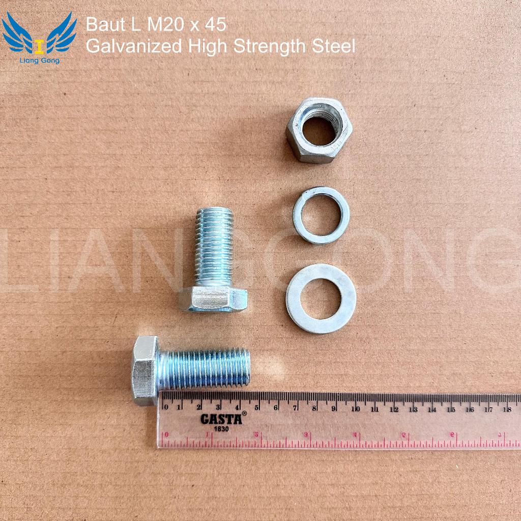 Jual Baut Mur Hex Putih | BMP | Baut M20 x 45 Putih Galvanis | Baut Mur ...