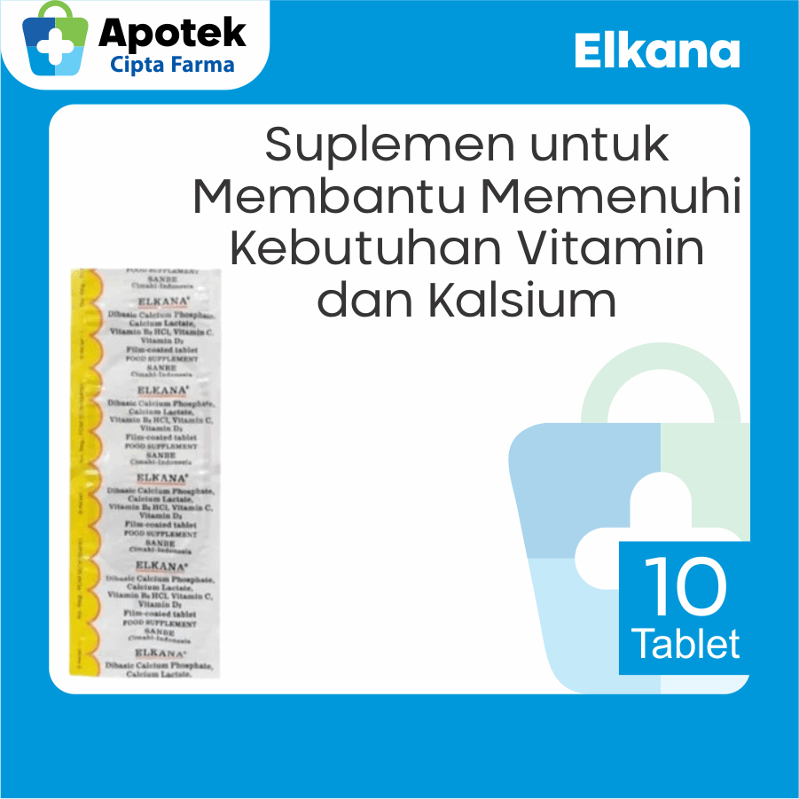 Jual Elkana Tablet Elkana Kalsium Calsium Vitamin A Vitamin B1 Vitamin ...