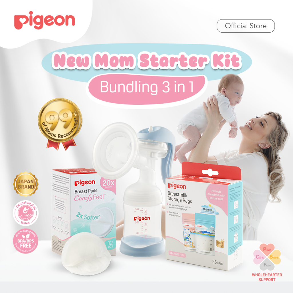 Jual PIGEON New Mom Starter Kit Bundling 3 in 1 (Breast Pump Manual ...