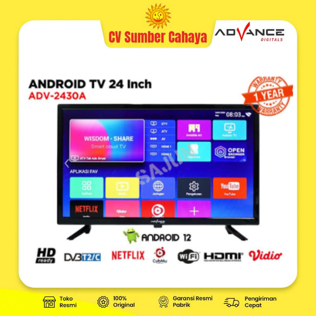 Jual Advance LED Smart TV 24" HD Youtube ADV 2430A ADV 2430 Digital DVB ...