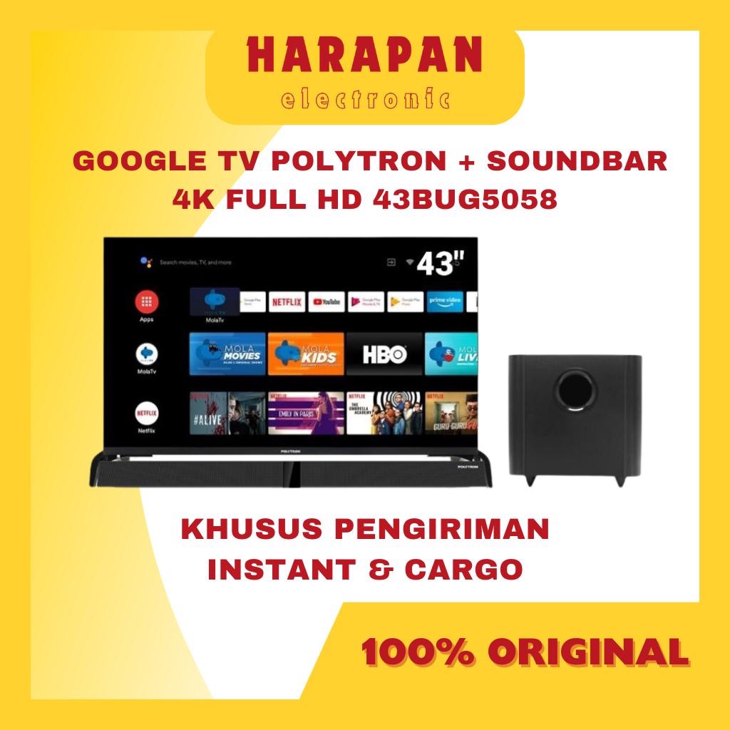 Jual POLYTRON SMART ANDROID GOOGLE TV SOUNDBAR 43 INCH 43BG9058 FULL HD ...