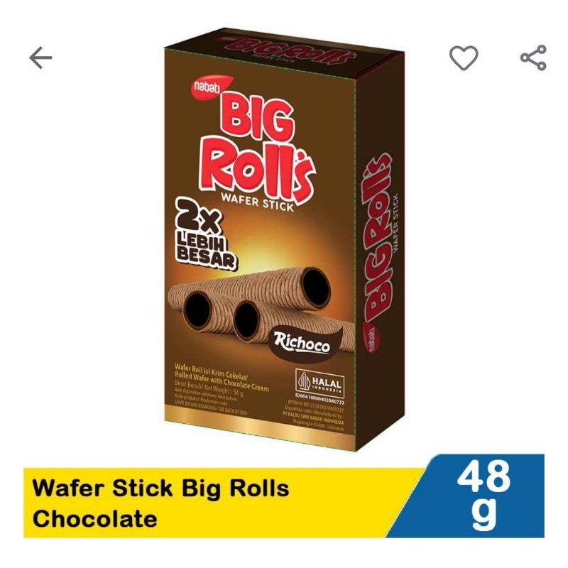 Jual Nabati Richoco wafer stik big rolls chocolate 48G | Shopee Indonesia