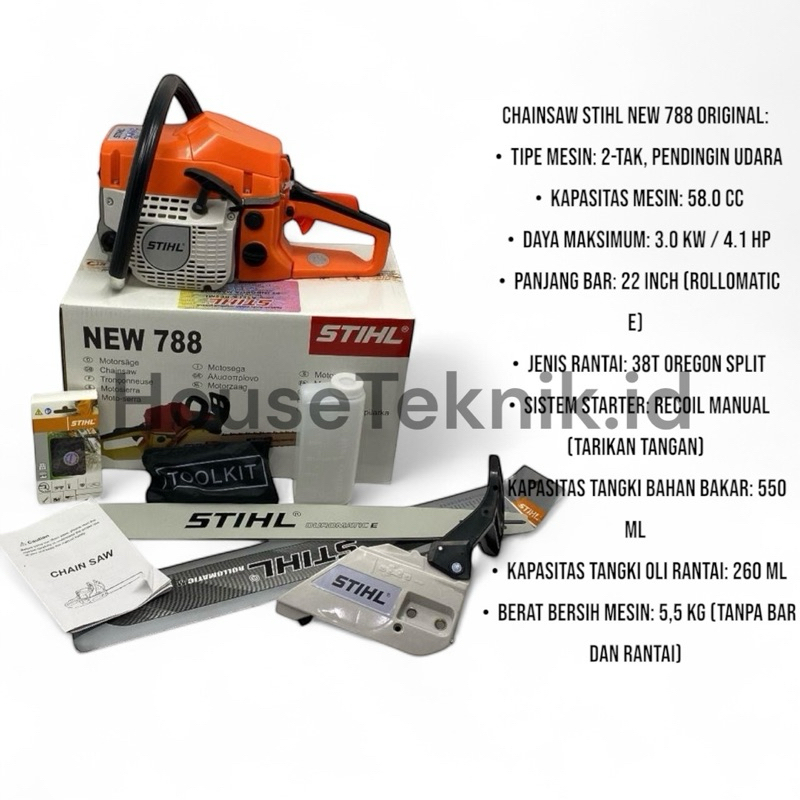 Jual STIHL MURAH!!!CHAINSAW/SENSO NEW 788 BAR 22 INCH ORIGINAL POTONG KAYU FULL SET SIAP PAKAI ...