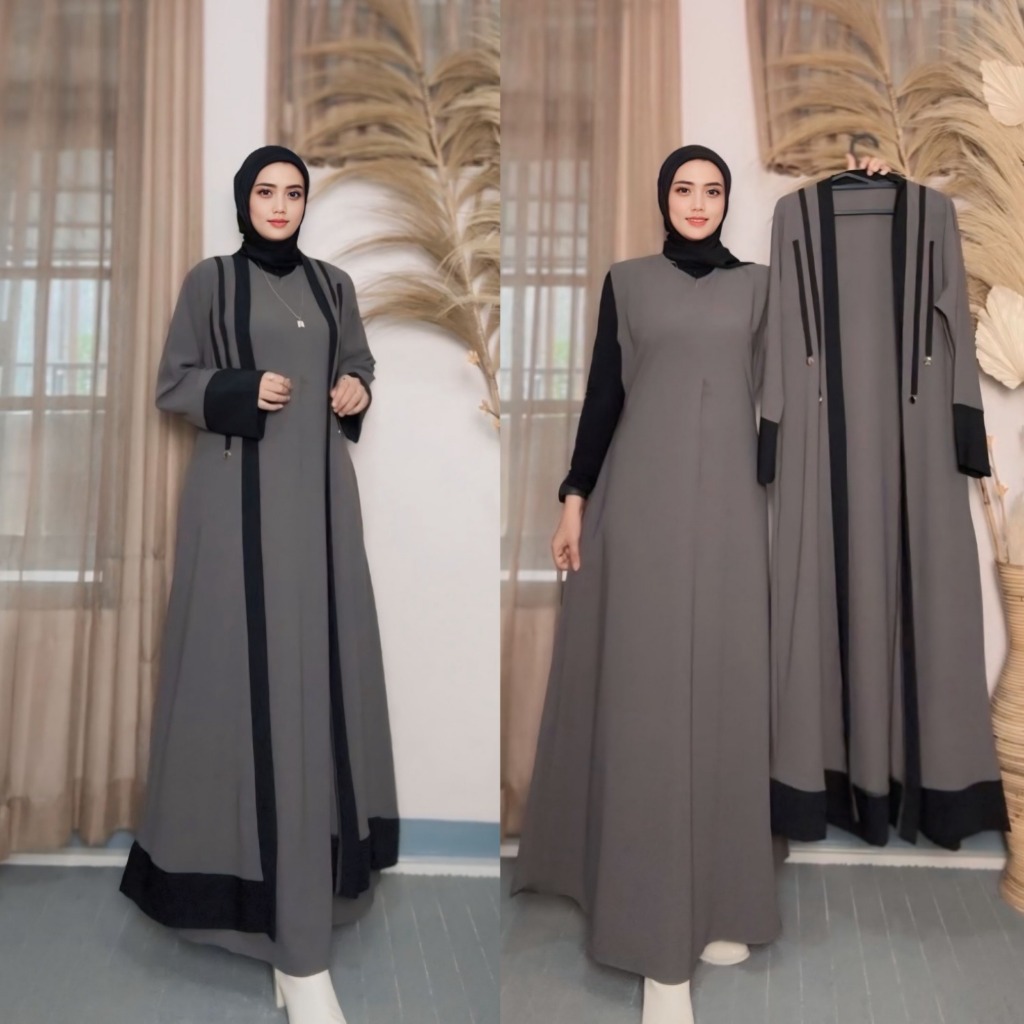 Jual Arumi Set Abaya Outer Dan Inner Premium Muslim Gamis Wanita Lebaran Dewasa Remaja Lembut ...