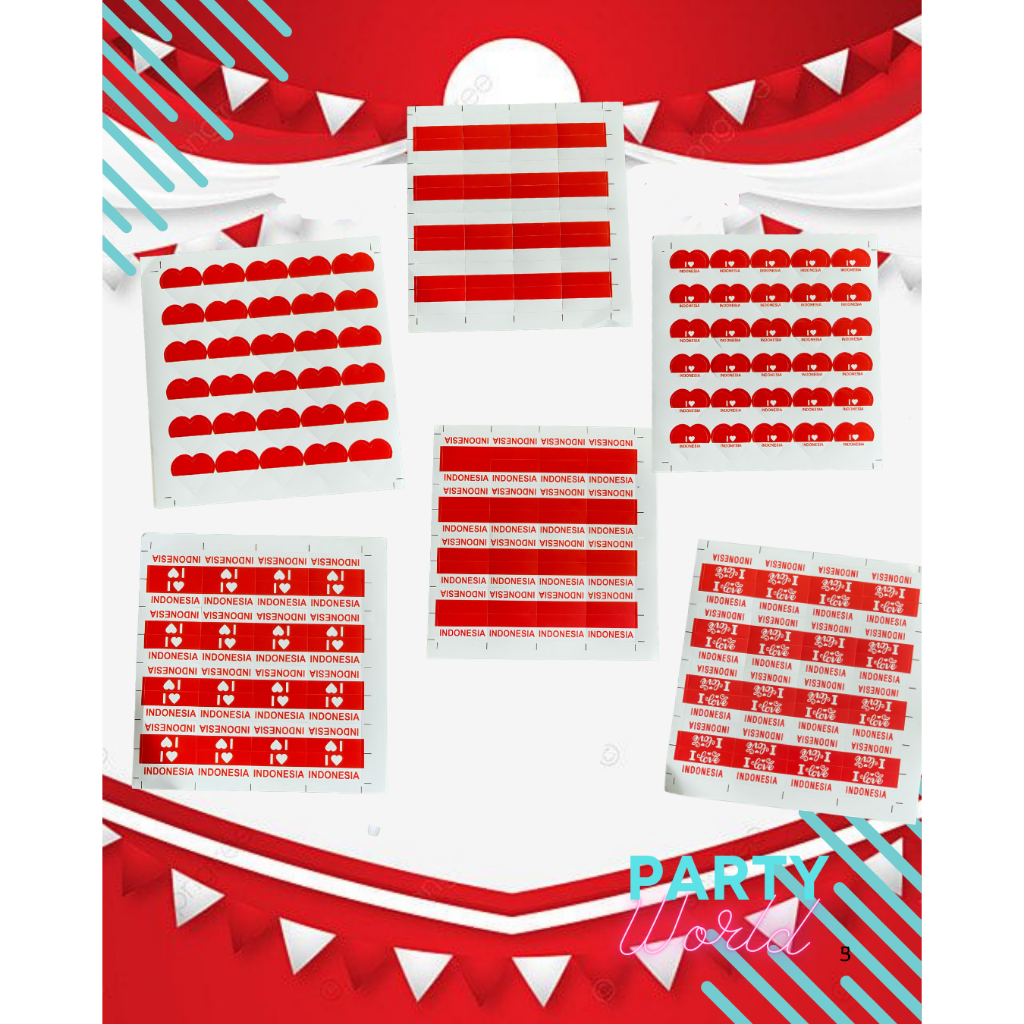 Jual Sticker Bendera Merah Putih Per Lembar 32 Pcs Stiker 17 Agustus ...