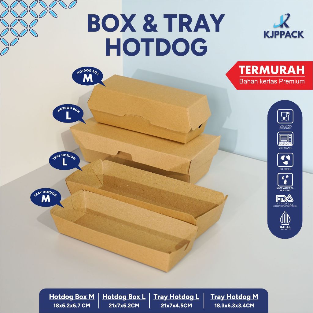 Jual KJPPACK Hotdog Box & Tray Kraft Premium (S, M, L) | Forming ...