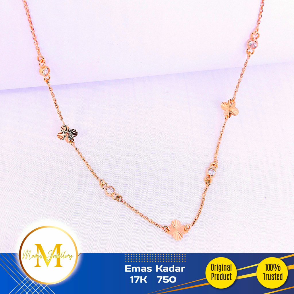Jual MODIS JEWELLER - Kalung Clover Ukir Rosegold - Emas 17k 750 ...