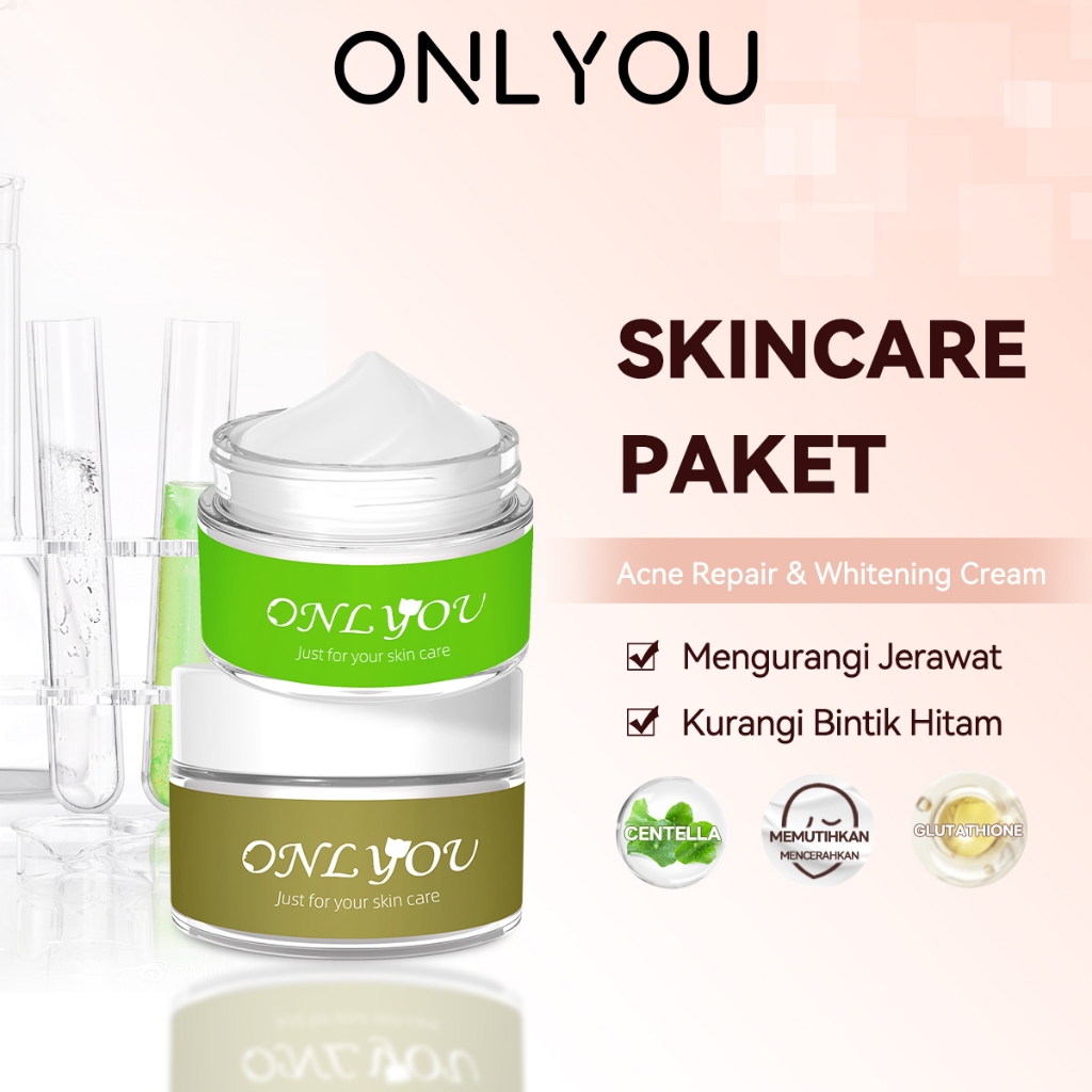 Jual ONLYOU skincare PAKET Whitening moisturizer cream wajah 30G & Pure ...