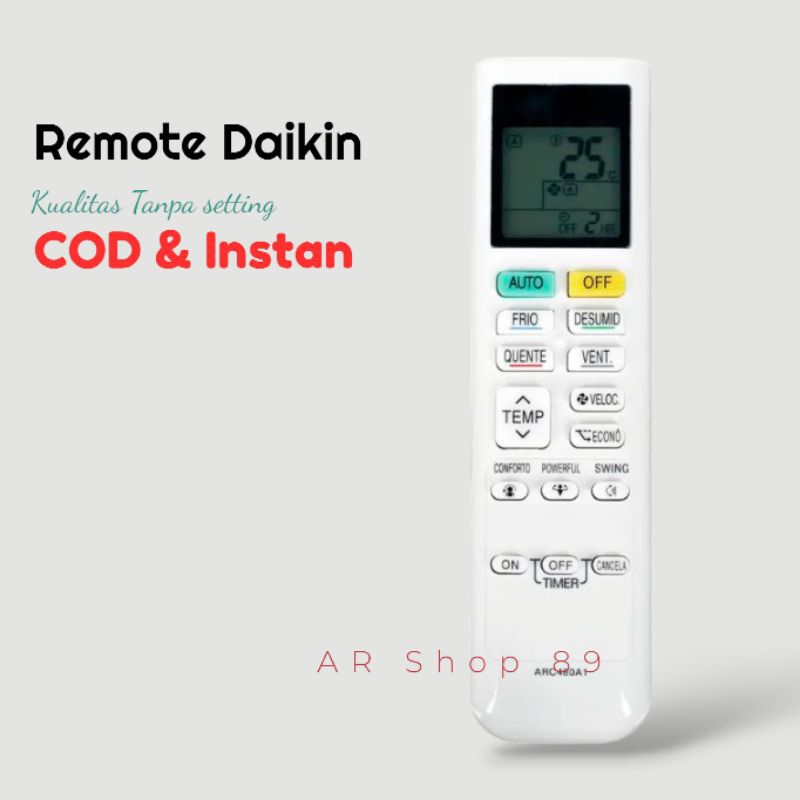 Jual Remot Ac Daikin thailand/remot AC daikin tanpa setting/remote ...
