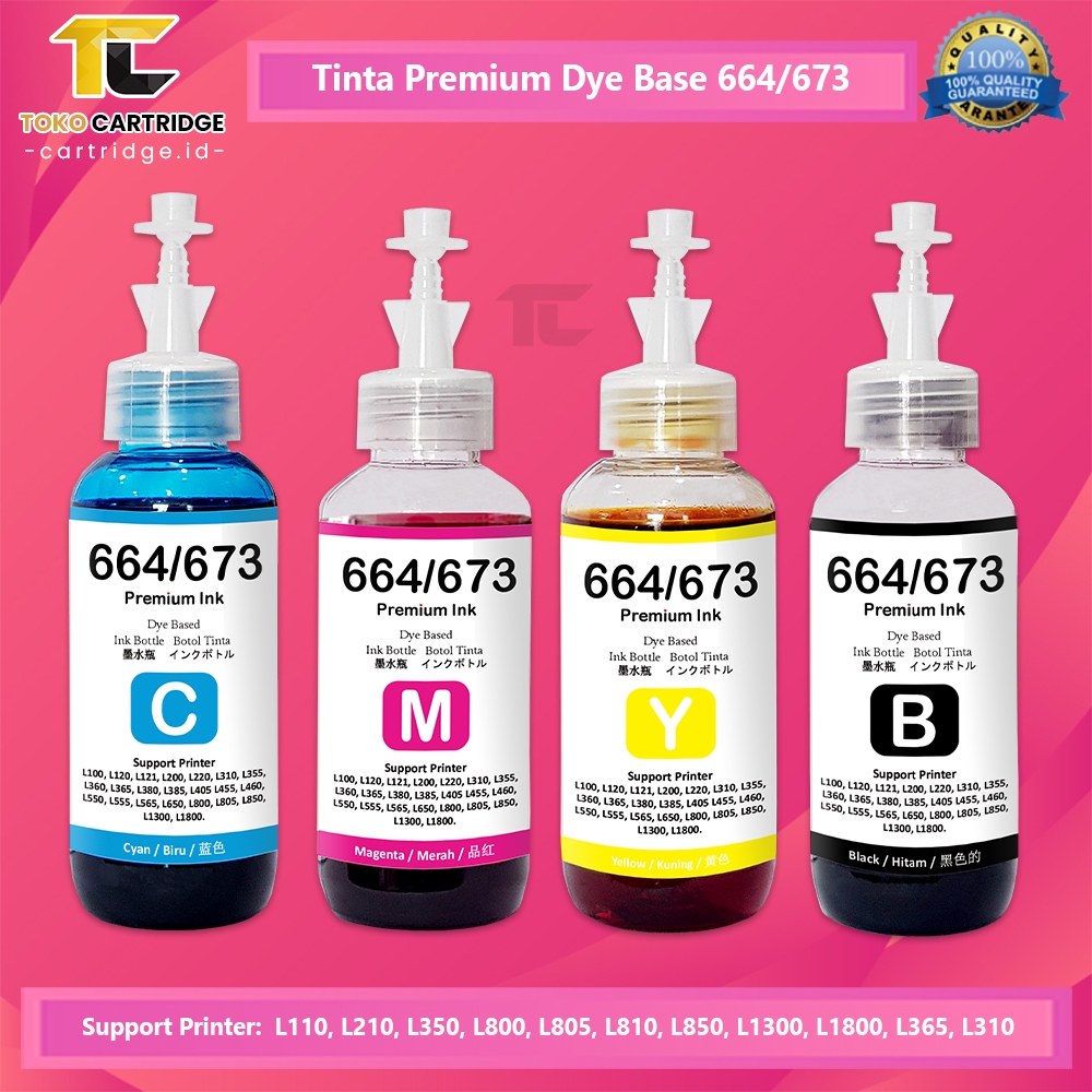 Jual Tinta Premium Ink 664 100ml Cyan Magenta Yellow Black compatibe ...