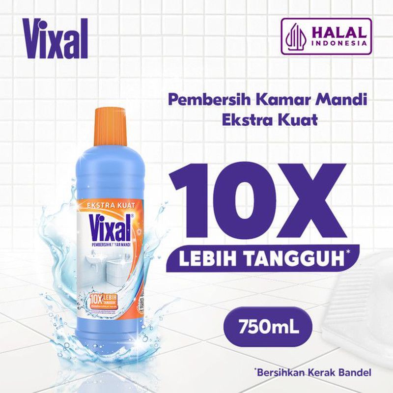 Jual Vixal Pembersih Porselen & Kamar Mandi HCl Anti Kerak Bandel Ekstra Kuat 750 mL | Shopee ...