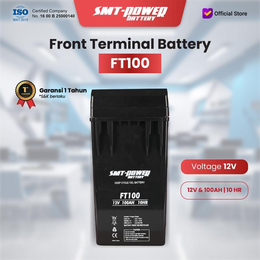 Jual FT100 FRONT TERMINAL Battery SMT Power 12V 100AH 10HR Baterai Deep ...