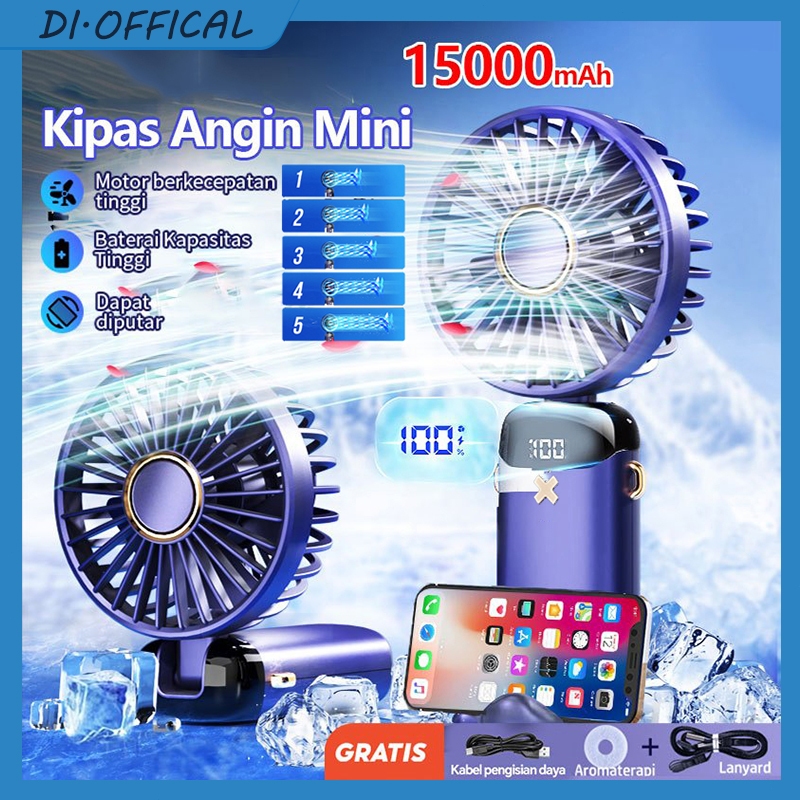 Jual Kipas Angin Mini Portable Usb 15000 mAh Kipas Lipat5-Speed Wind ...