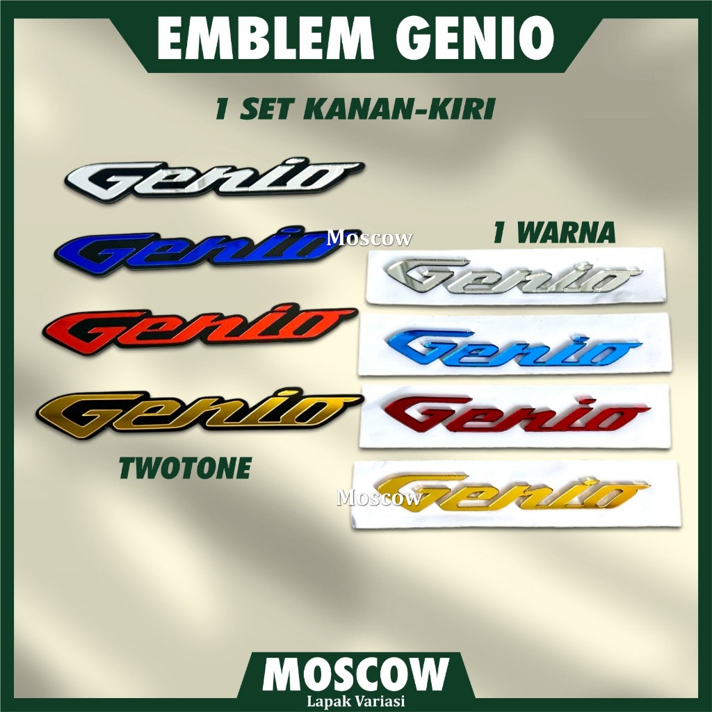 Jual Stiker Emblem Genio 3D Bahan Akrilik 2PCS Kiri dan Kanan Emblem ...