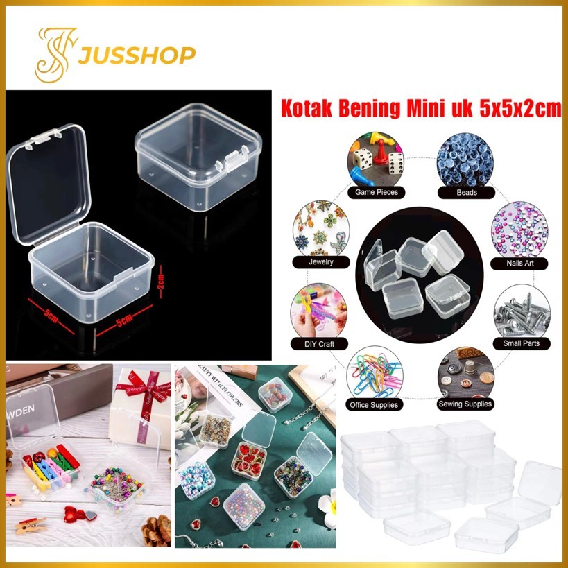 Jual Kotak Bening Mini Persegi Kotak Bening Ukuran 5x5x2 Kotak Wadah ...