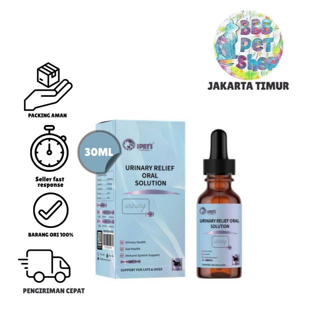 Jual IPETS SUPPLEMENT URINARY RELIEF ORAL SOLUTION 30ML/SUPPLEMENT VITAMIN SALURAN KENCING ...