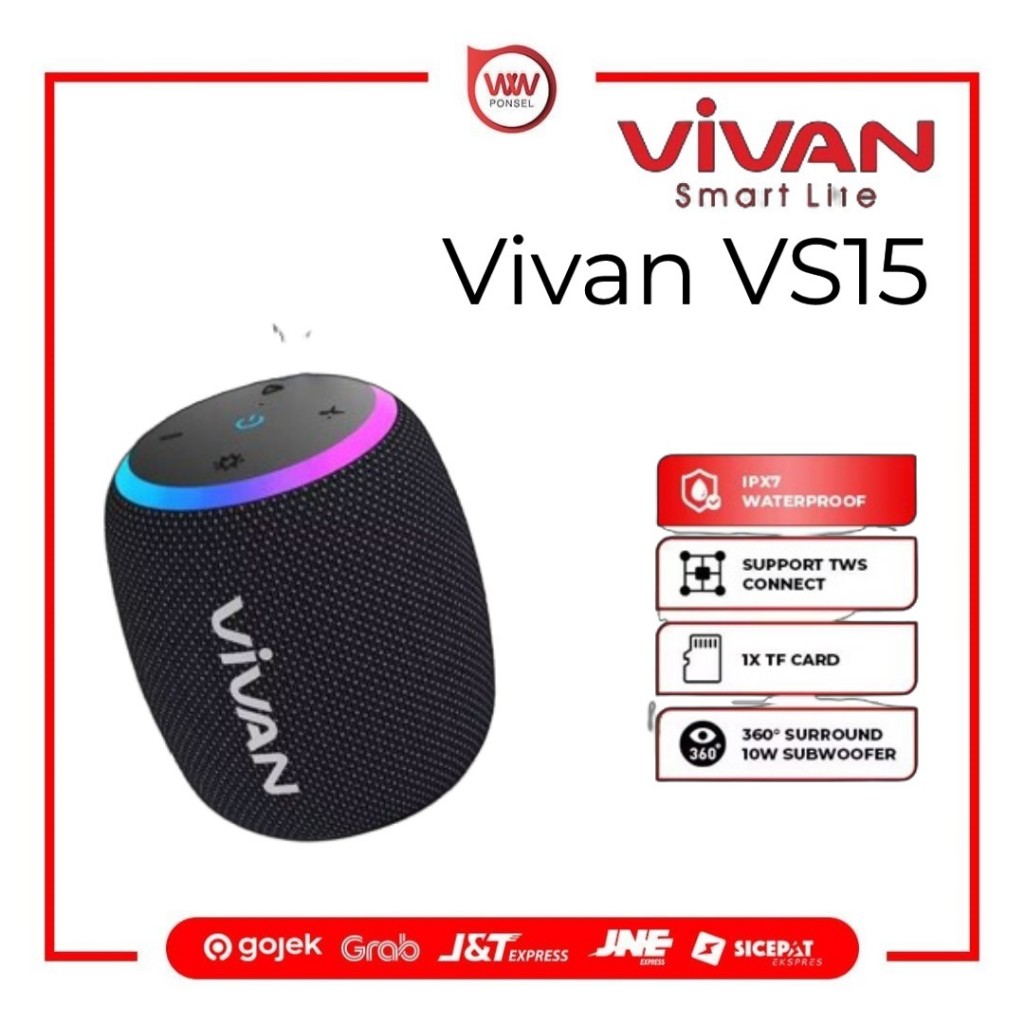 Jual VIVAN VS15 Bluetooth Speaker Sound 360° Waterproof IPX7 Hi-Fi ...