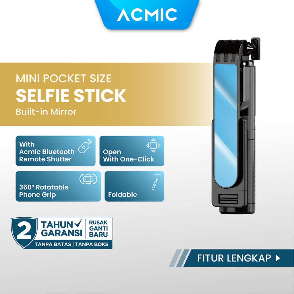 Jual [New Launch] ACMIC TS77 Mirror Mini Tongsis Tripod Bluetooth ...