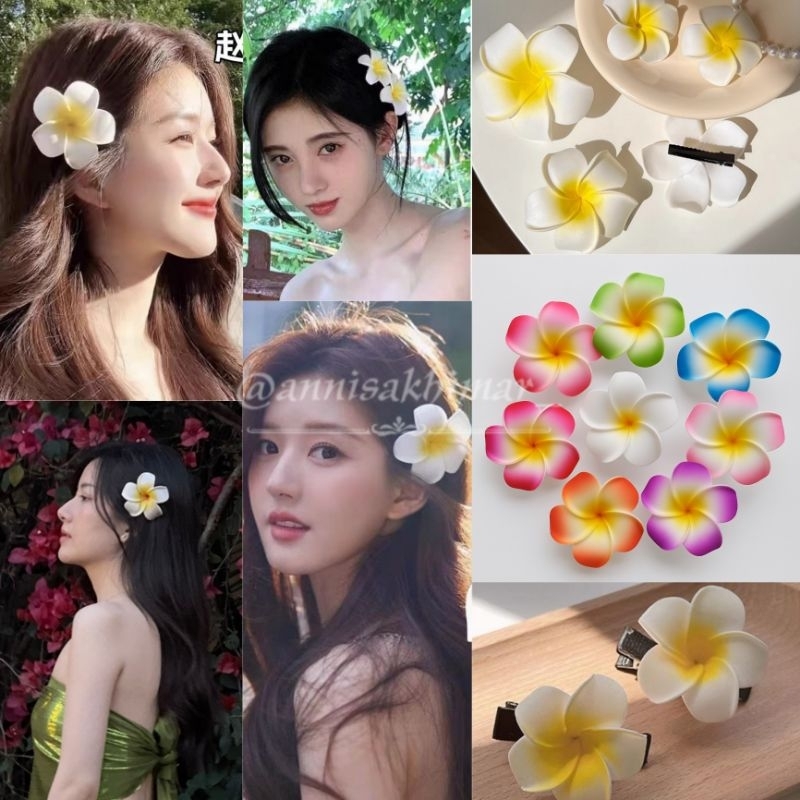 Jual Jepitan / Jepit Rambut Korea Bunga Kamboja BALI / Plumeria Hair ...