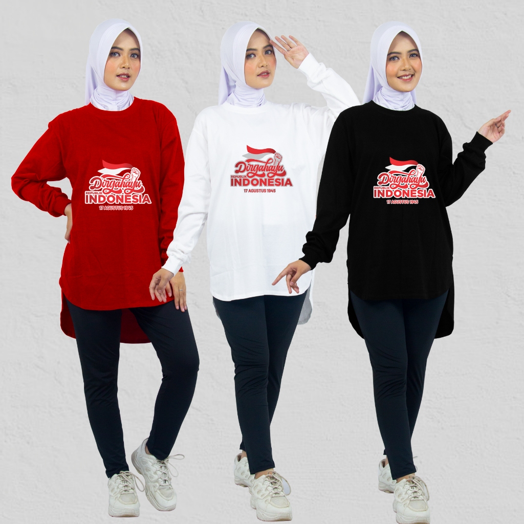 Jual Kaos Kemerdekaan Wanita 17 Agustus - Atasan Merah Putih Cotton ...