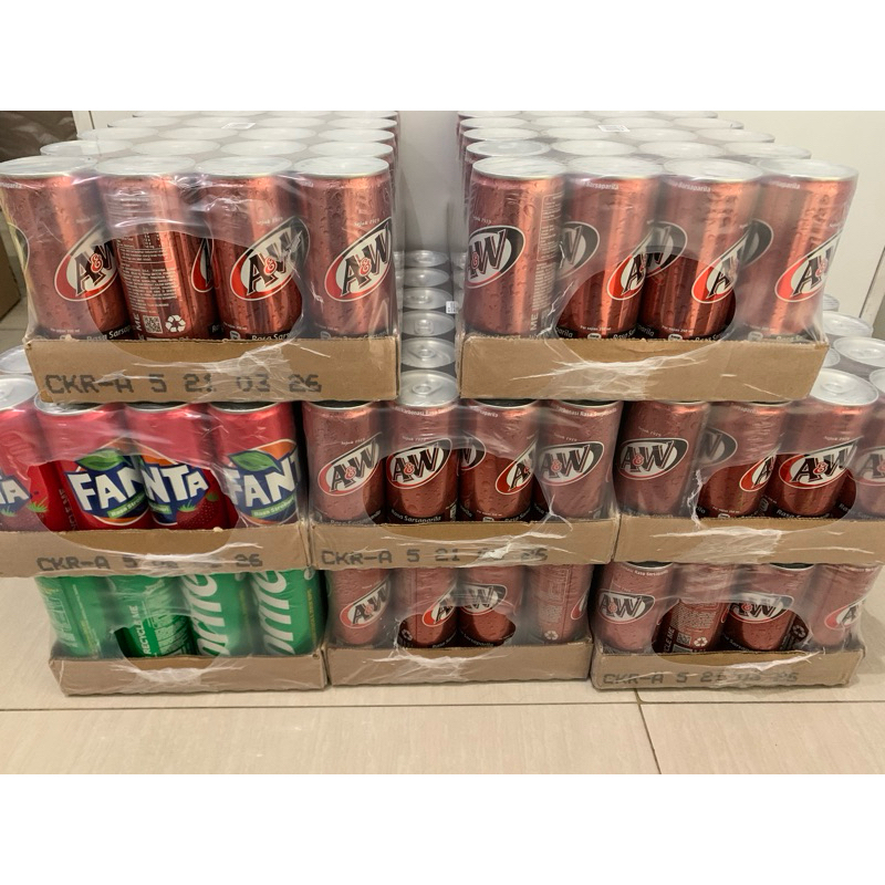 Jual A&W / Coca Cola / Fanta / Sprite / AW Kaleng 250 ml - 1 DUS (Isi ...