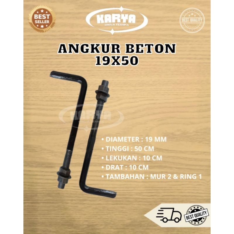 Jual Angkur L Besi beton bubut ukuran diameter besi 19 mm panjang 30cm ...