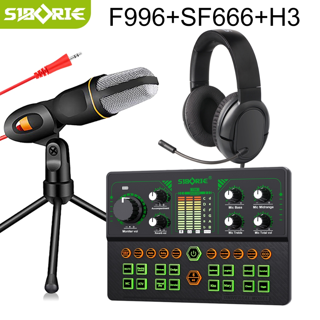 Jual Siborie F996 Soundcard+SF666 Mic+H3 Headphone Paket Lengkap Set ...