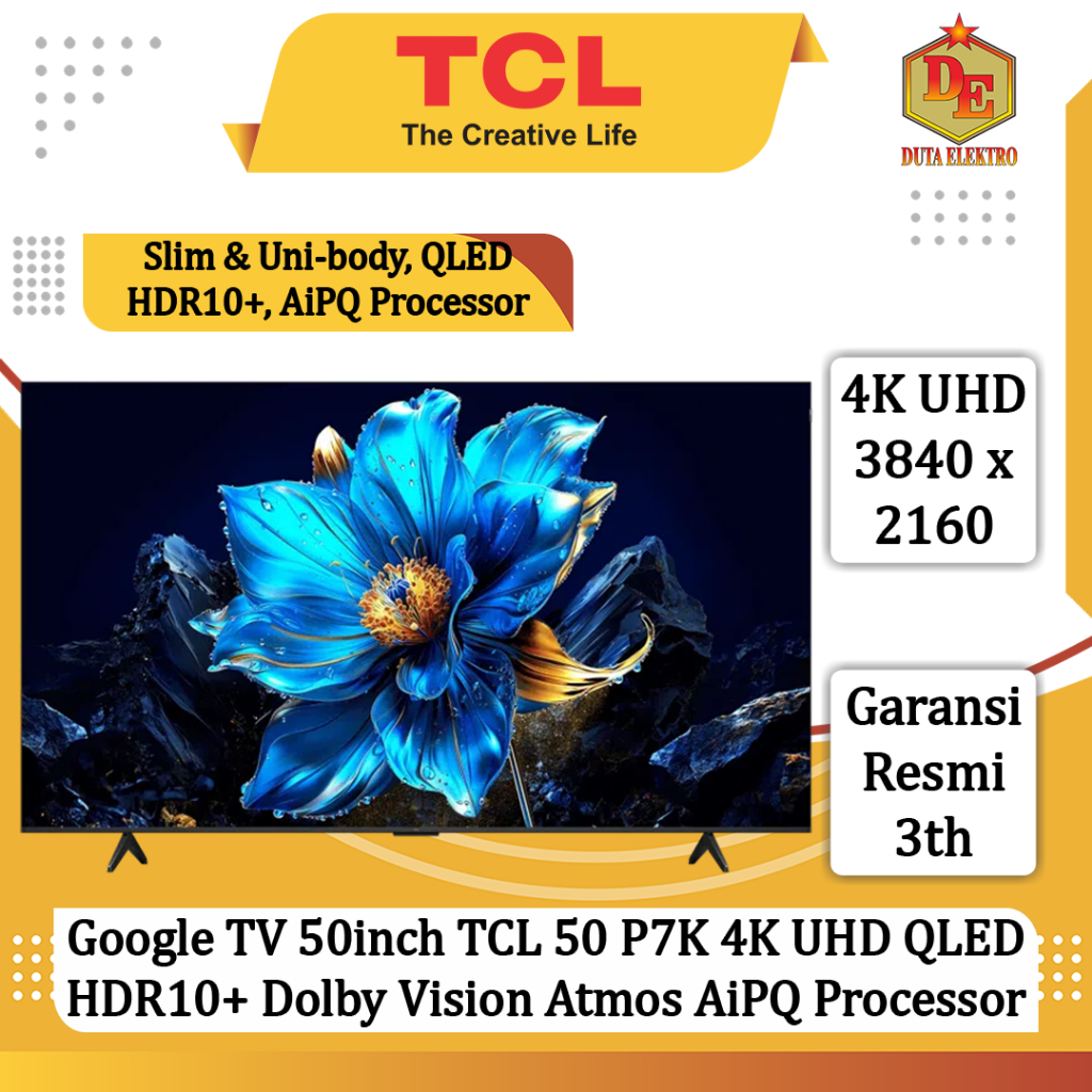 Jual Google TV 50inch TCL 50 P7K 4K UHD QLED HDR10+ Dolby Vision Atmos AiPQ Processor | Shopee ...