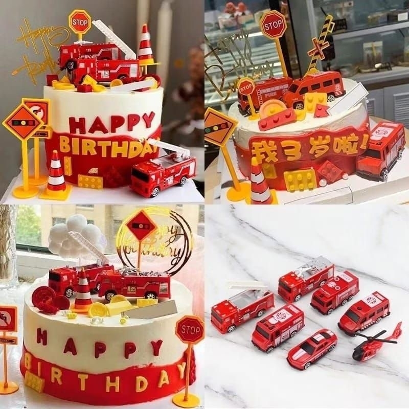 Jual {BS} PAJANGAN KUE ULANG TAHUN DAMKAR FIRE FIGHTER TOPPER CAKE ...